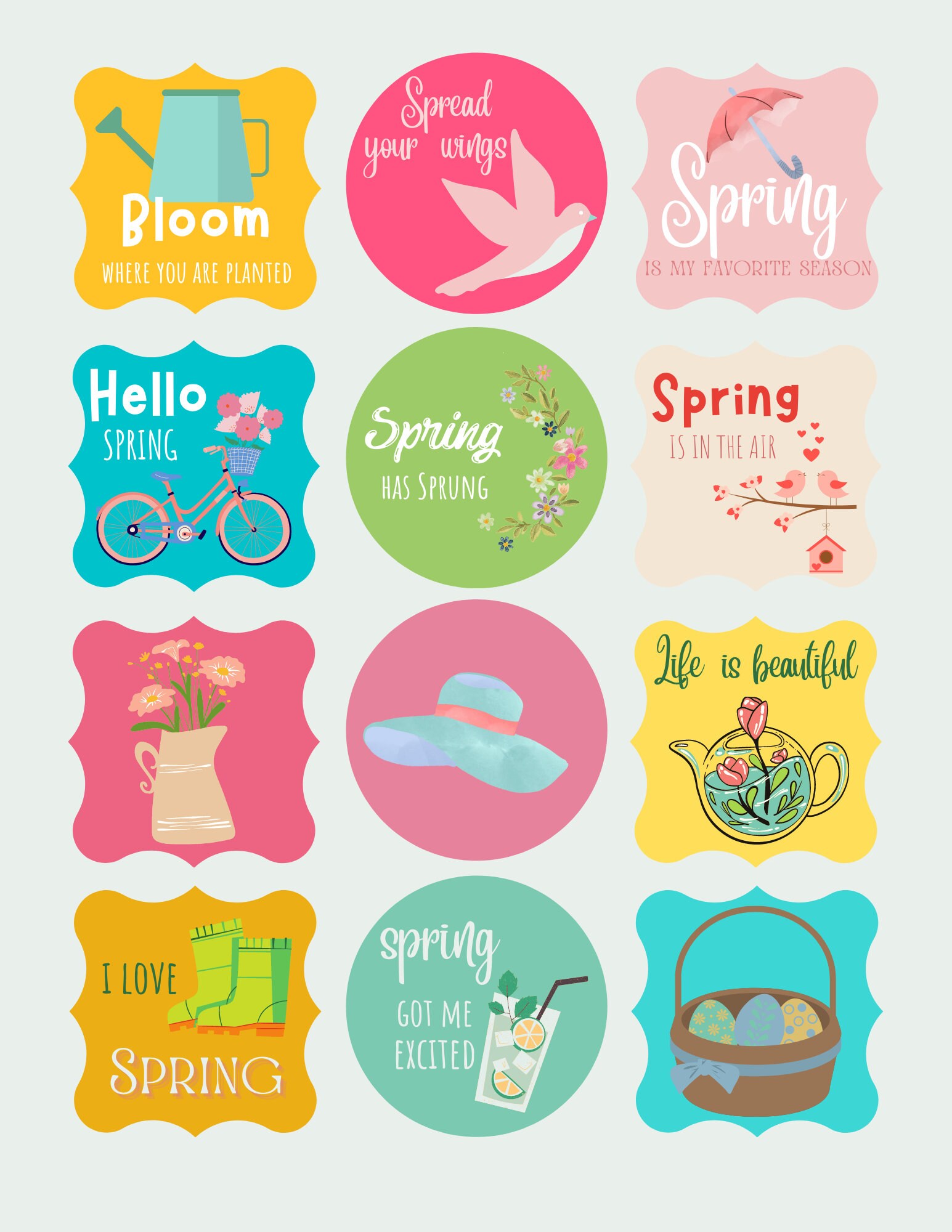 Printable Spring Cupcake Toppers, Cupcake Toppers to Print, Printable ...