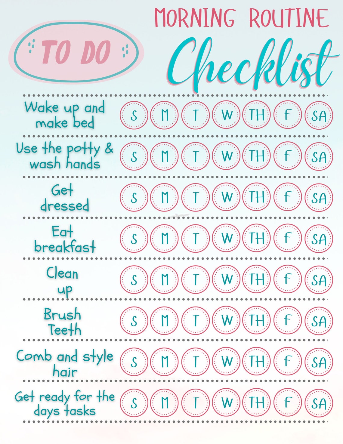 Morning Routine Checklist Printable Printable Morning - Etsy
