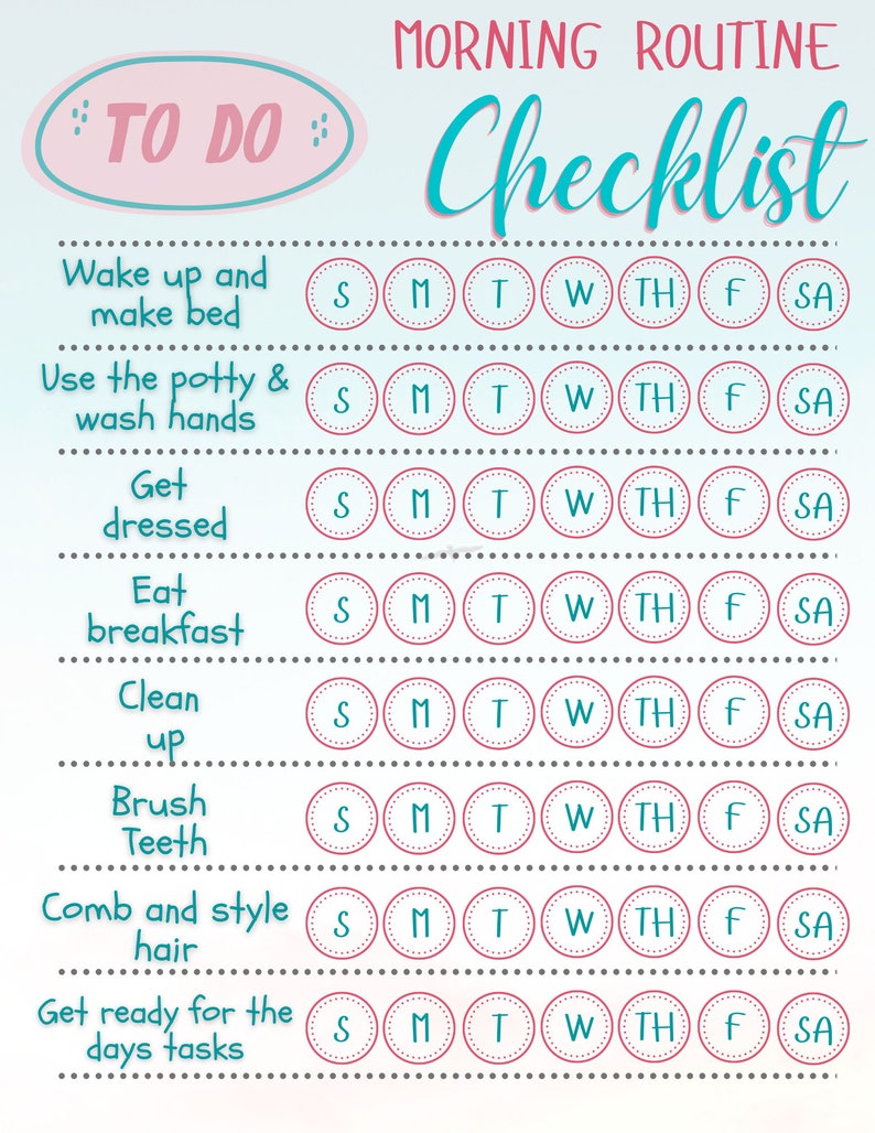 Morning Routine Checklist Printable Printable Morning - Etsy
