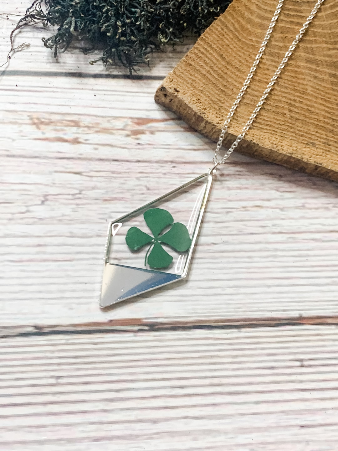 Real Clover Necklace, Four Leaf Clover Jewelry, Lucky Clover Silver ...