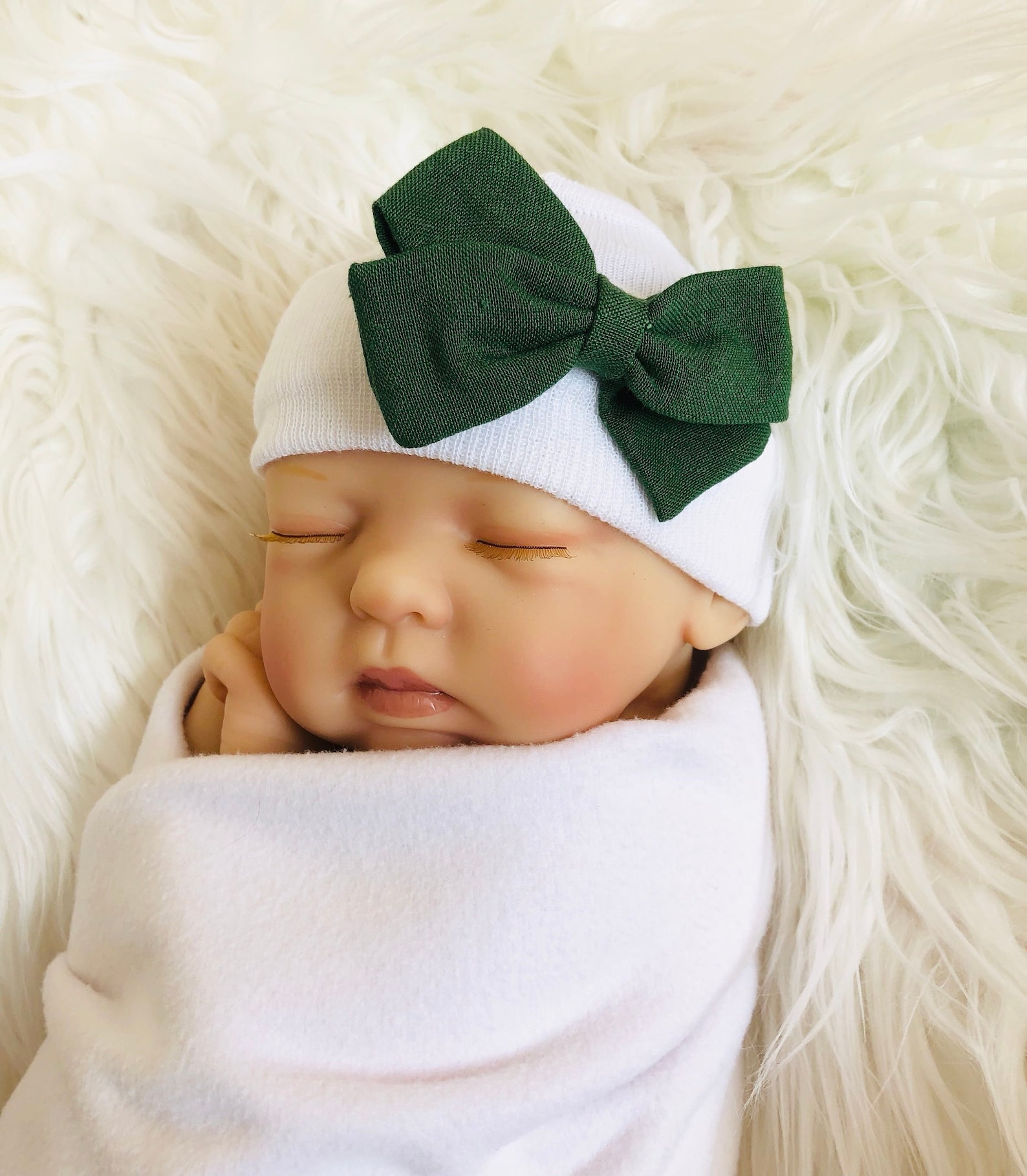 Newborn Bow Hat for baby girls Beanie Hospital Hat Bow | Etsy