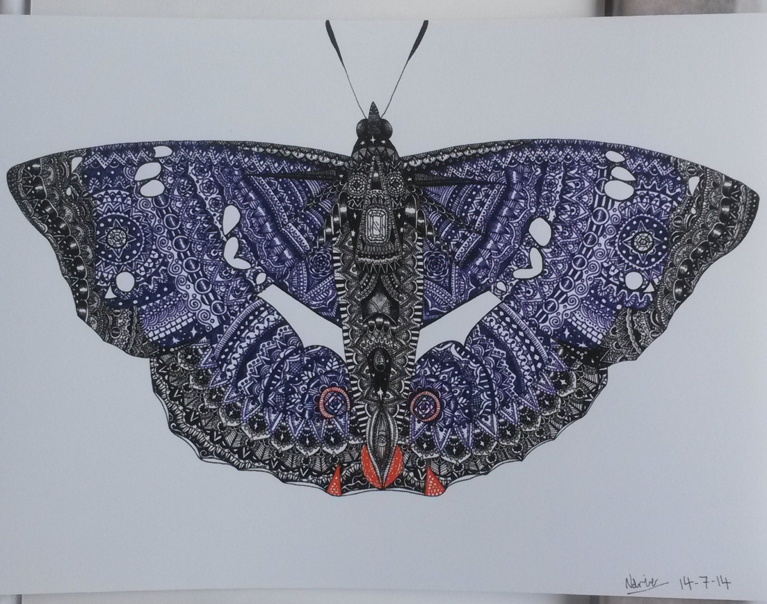 A4 Intricate Patterned Butterfly Print - Etsy