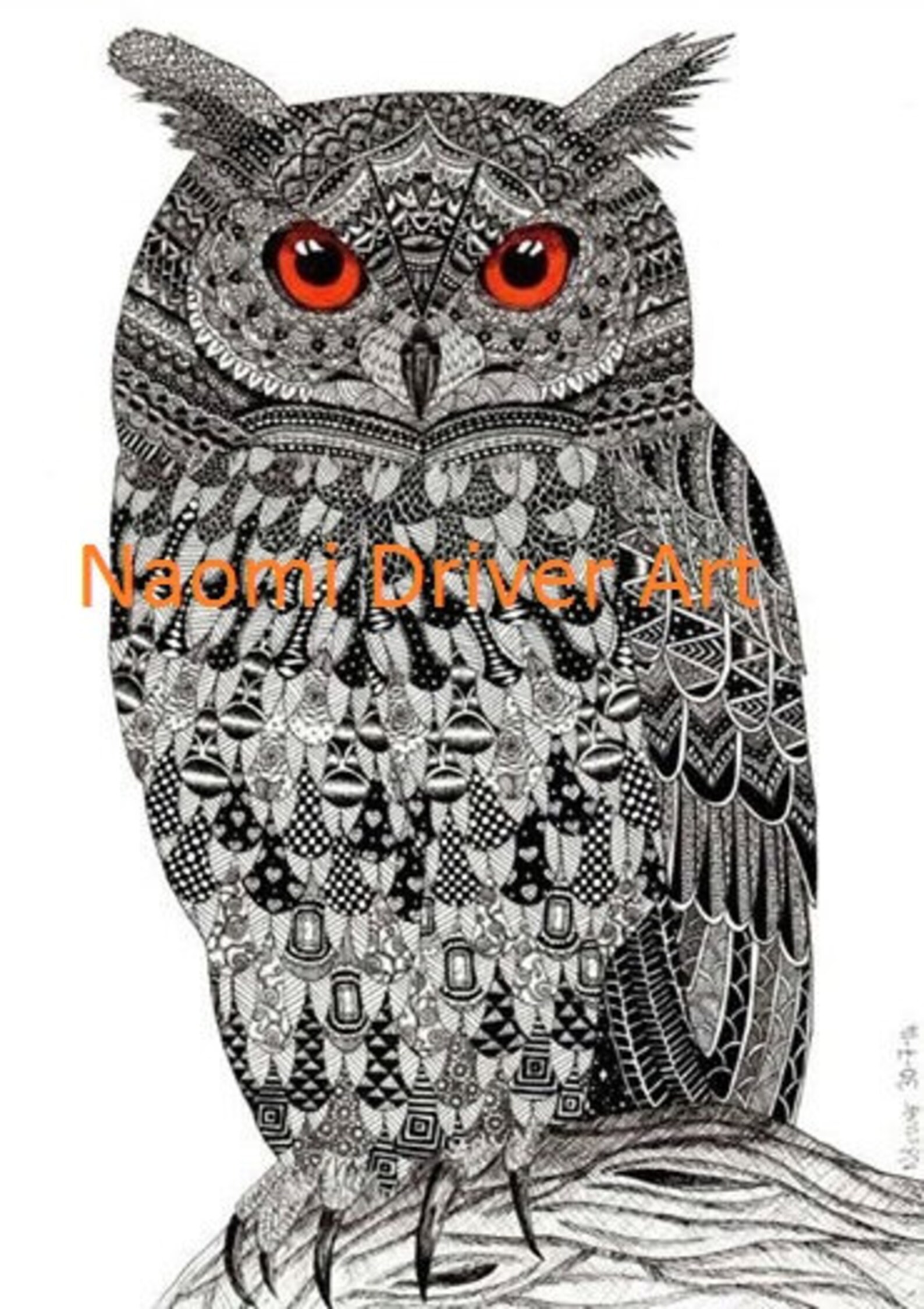 Patterned Owl A4 Print - Etsy