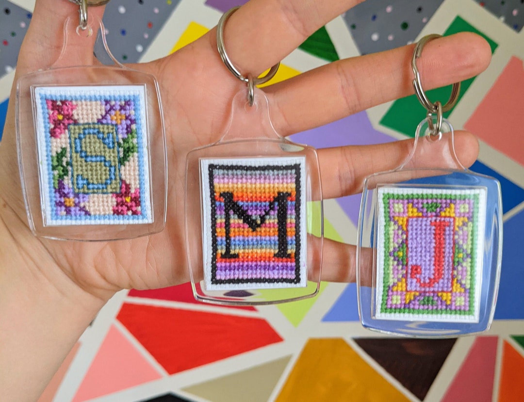 Personalised Cross Stitch Keyrings - Etsy