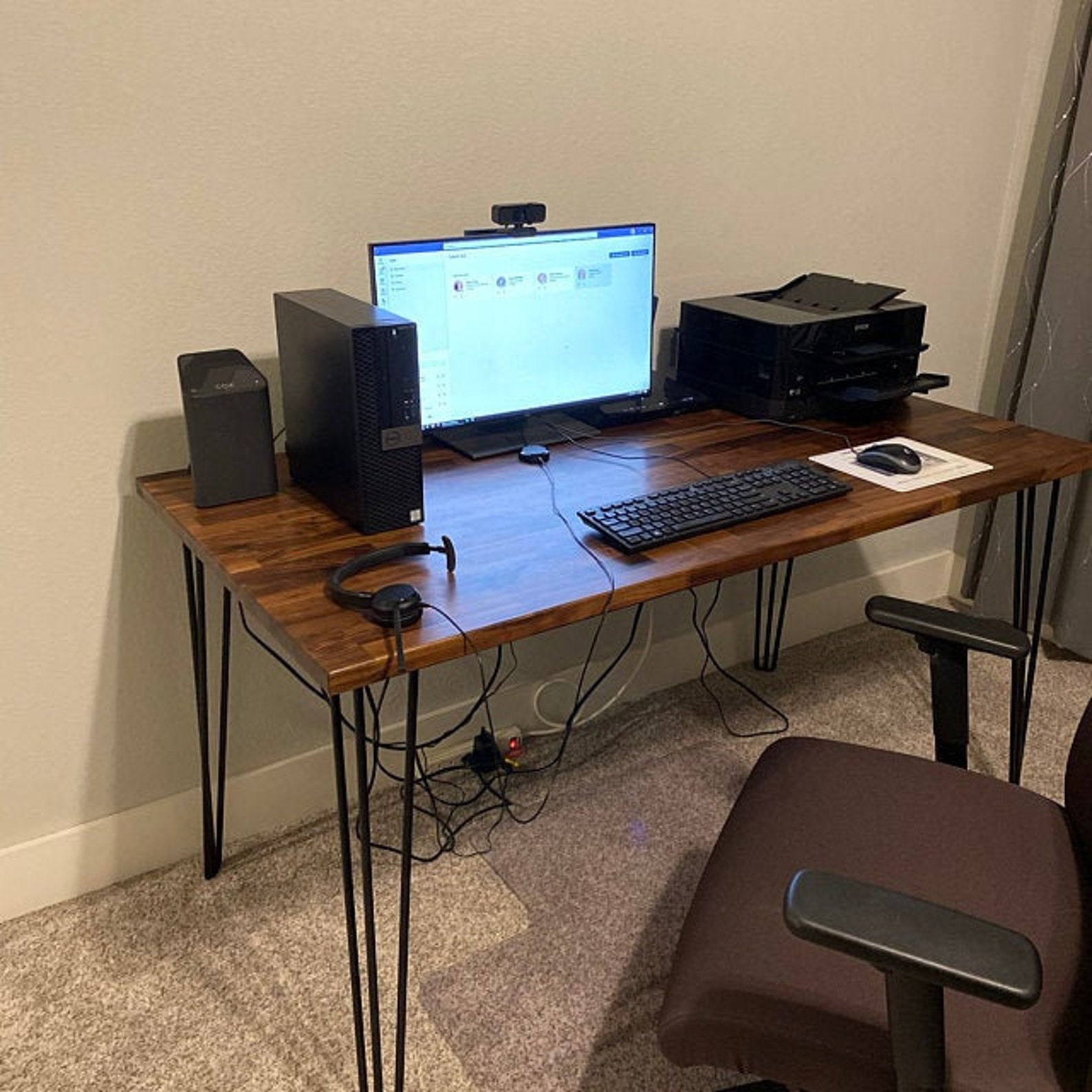 Pretty Walnut Butcher Block Desktop, 25-30 X 48 to 72 Inch Long USA ...