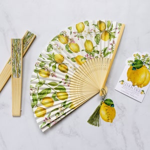 Lemon Fans Set of 10, Wedding Favors, Party Favours, Hand Painted Lemon ...
