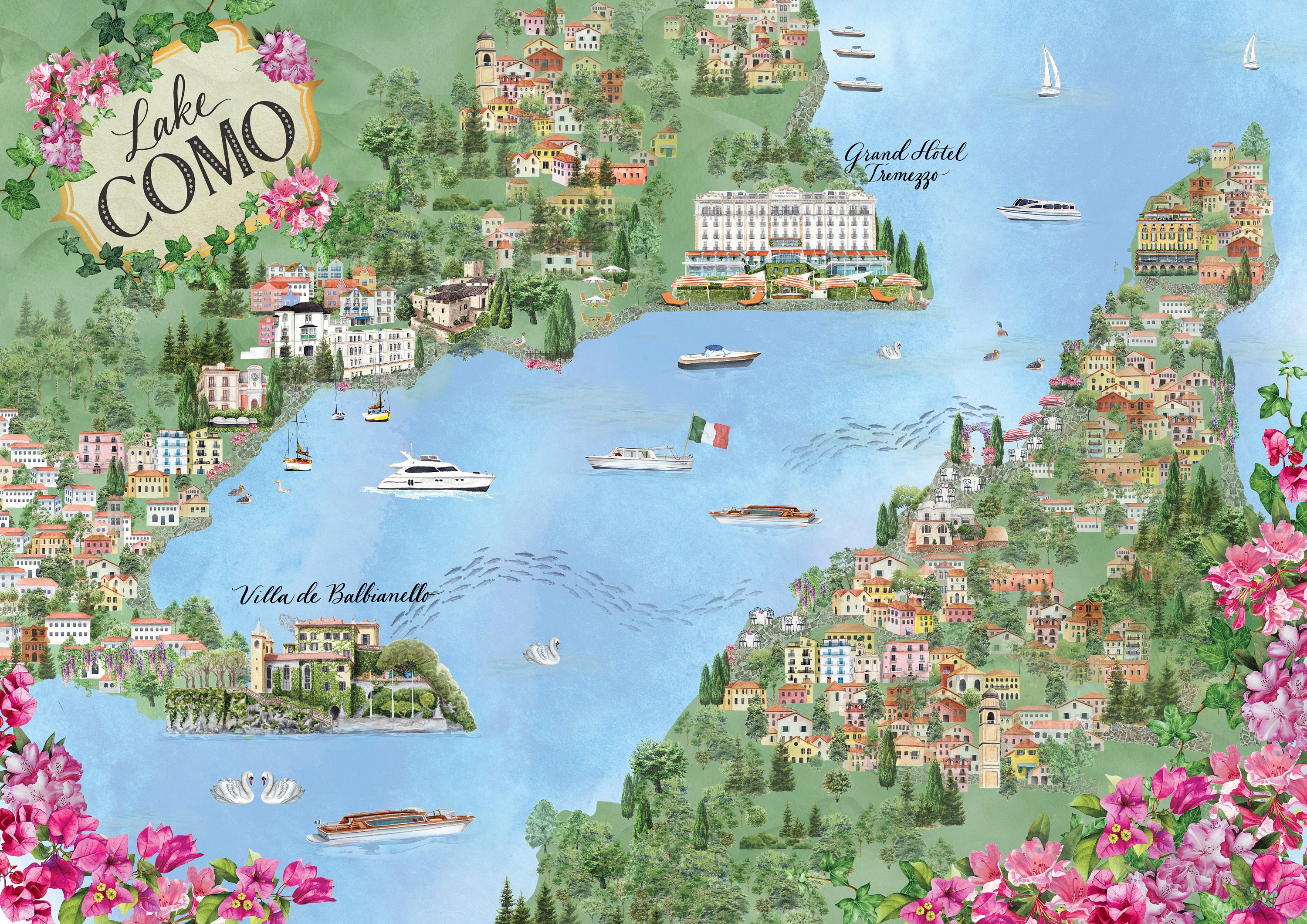 Lake Como Map Digital Download - Etsy