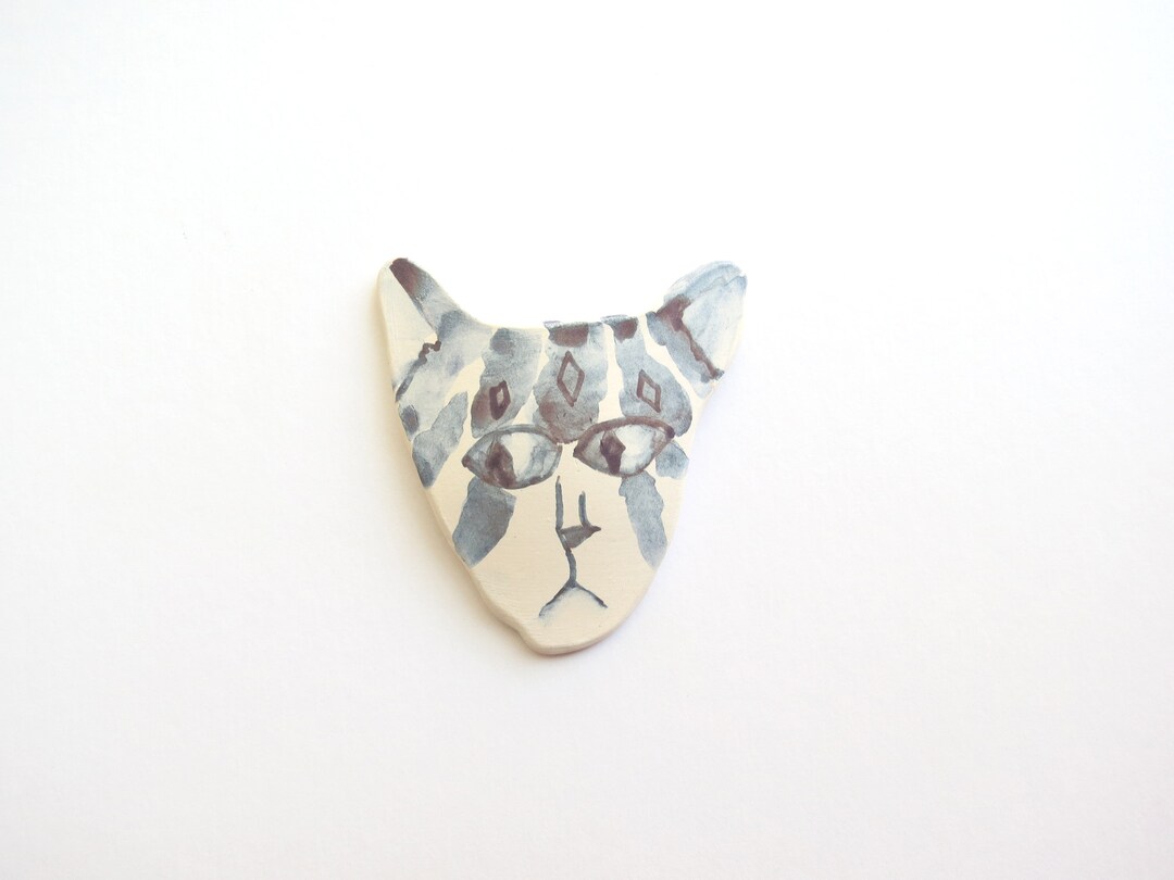 Ceramic Wall Art Small Cat Face Wall Hanging Kitty Mask Clay Mask 5 1/2 ...