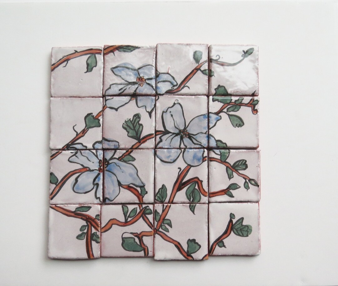 Tile Mural Second Ceramic Tile Mahogany Flowers Imperfect Art Tile Back ...