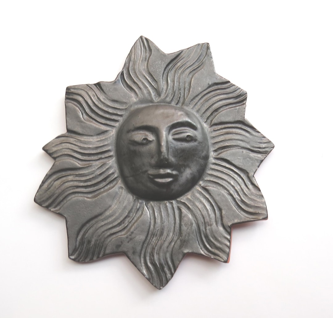 Ceramic Wall Art Sun - Black Accents Funky Sun- Sun Wall Hanging ...