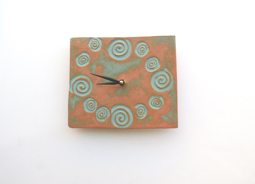 Home Decor Wall Clock Terracotta Ceramic - Burnt Orange - Battery ...