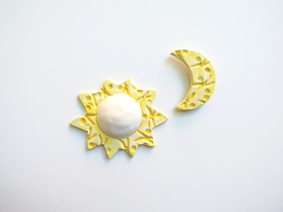 Home decor wall yellow sun moon ceramic wall hanging pottery - Etsy.de