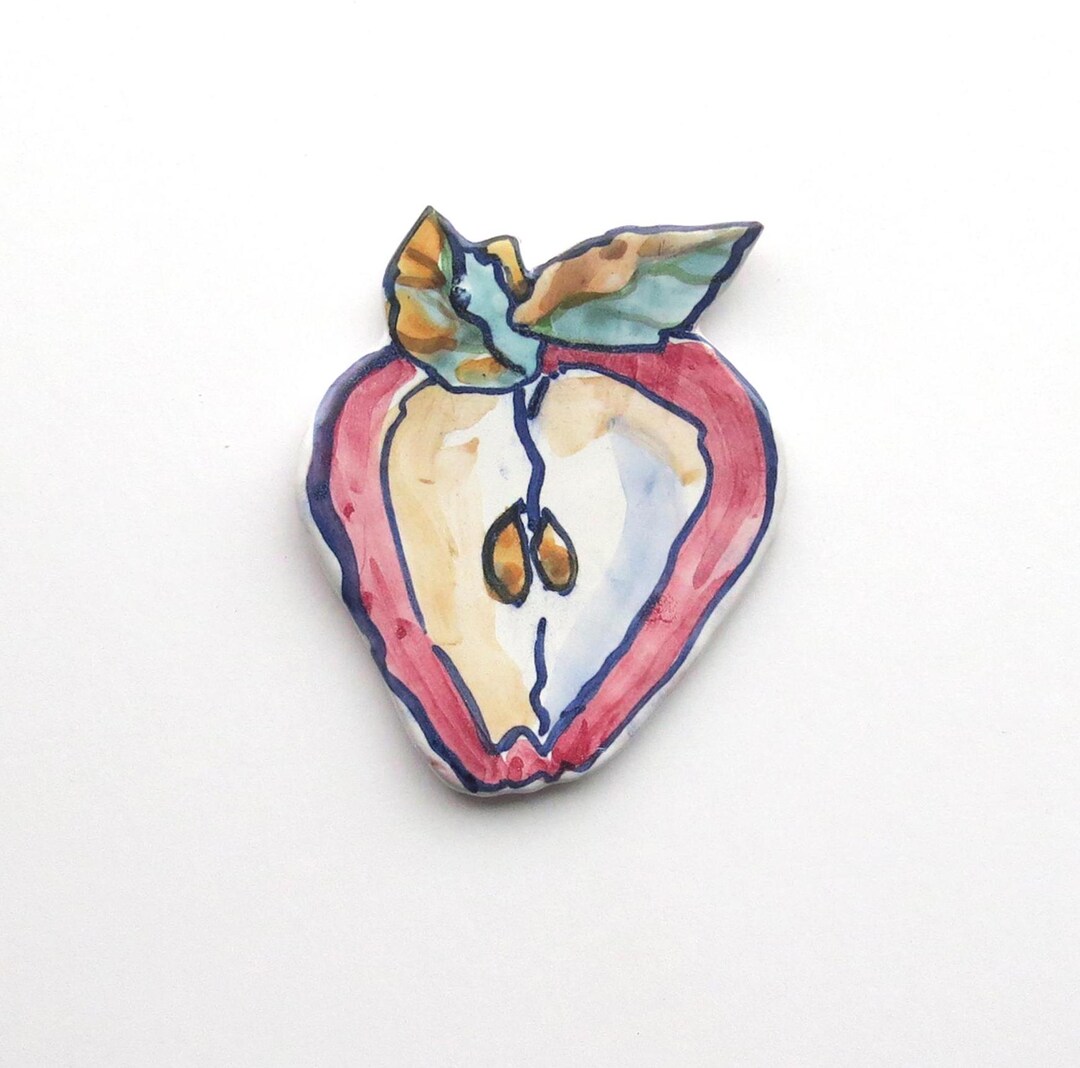 Spoonrest Apple Small - Red Accents for Kitchen - Majolica Ceramic ...