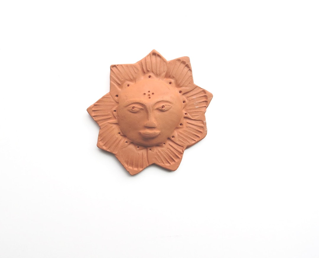 Wall Decor Ceramic Sun - Art Sculpture Terracotta Sun - Small Wall ...