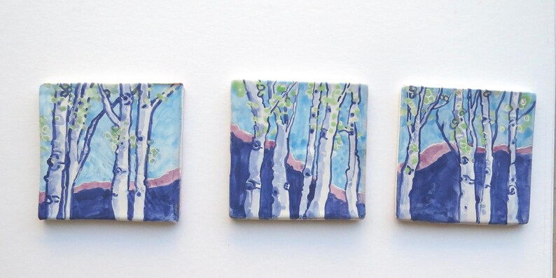 Handmade Ceramic Tile Mural: Aspen Tree Mountain Landscape - Etsy