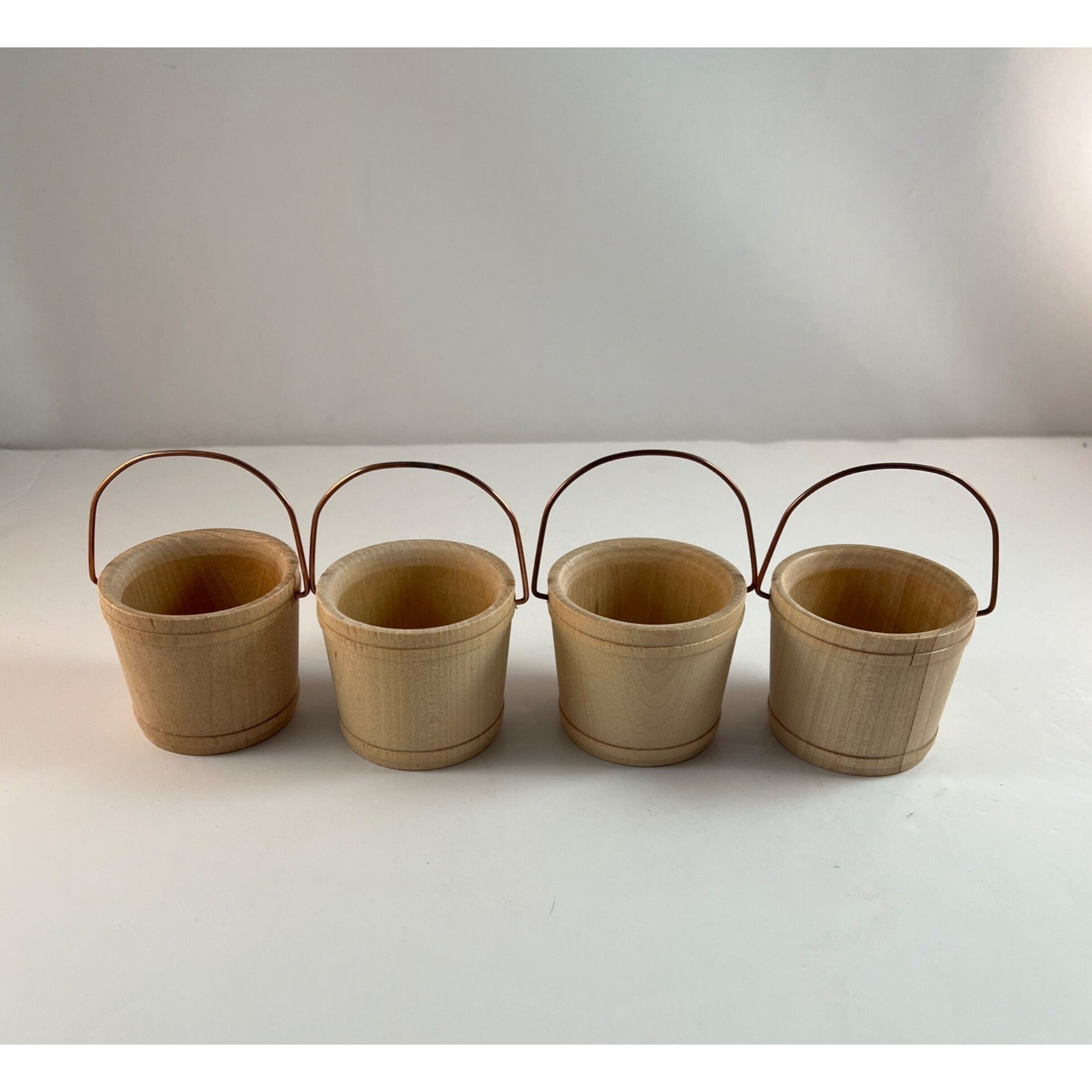 Small Wood Buckets Crafts Metal Handles 1 7/8 Inches Tall 3 Inches Wide ...