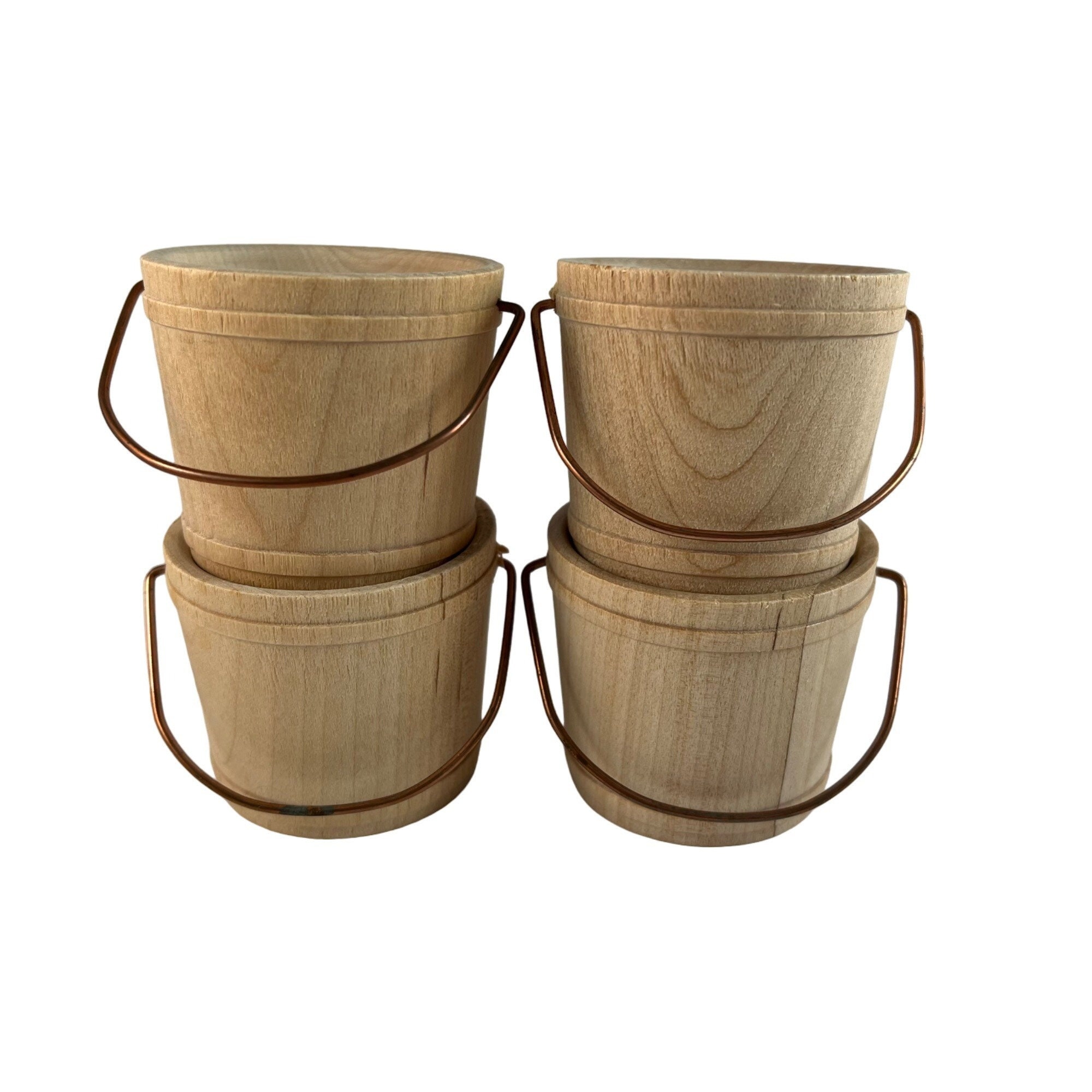 Small Wood Buckets Crafts Metal Handles 1 7/8 Inches Tall 3 Inches Wide ...