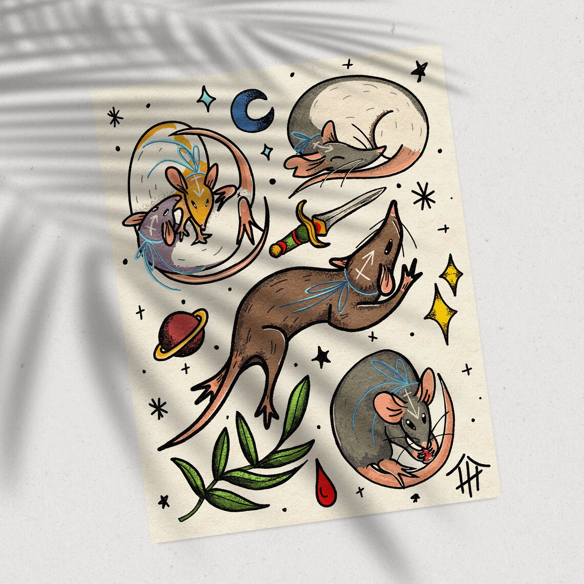 Traditional Tattoo Rat Flash Sheet Print 8.5 X 11 - Etsy