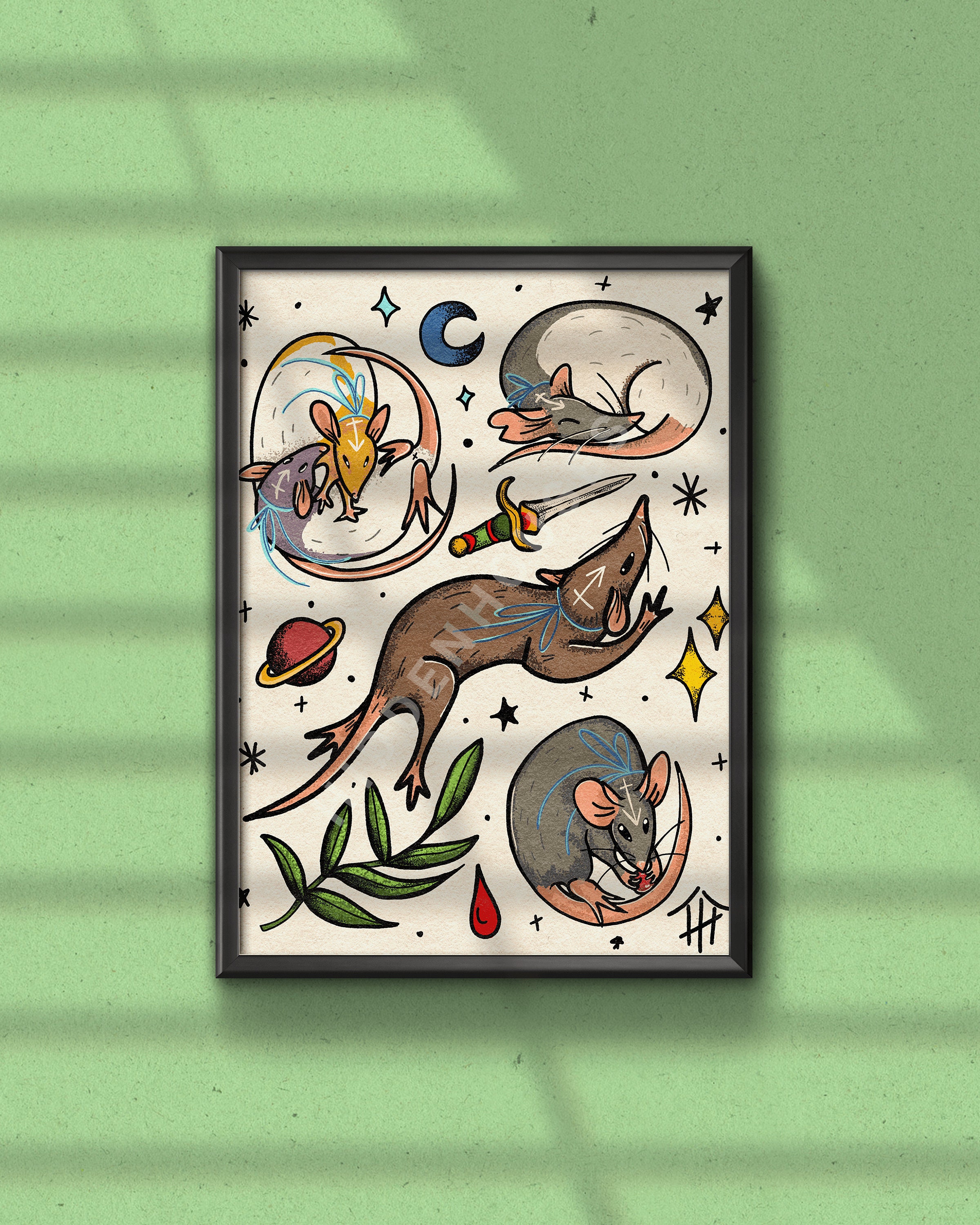 Traditional Tattoo Rat Flash Sheet Print 8.5 X 11 - Etsy