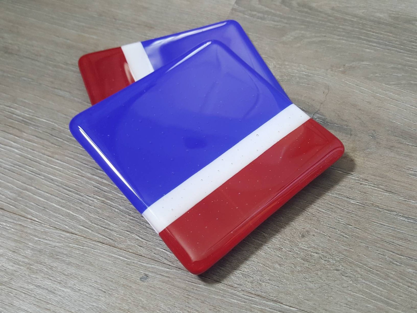 Red, White, and Blue Fused Glass Coasters: July 4th Barware (set of 2 ...