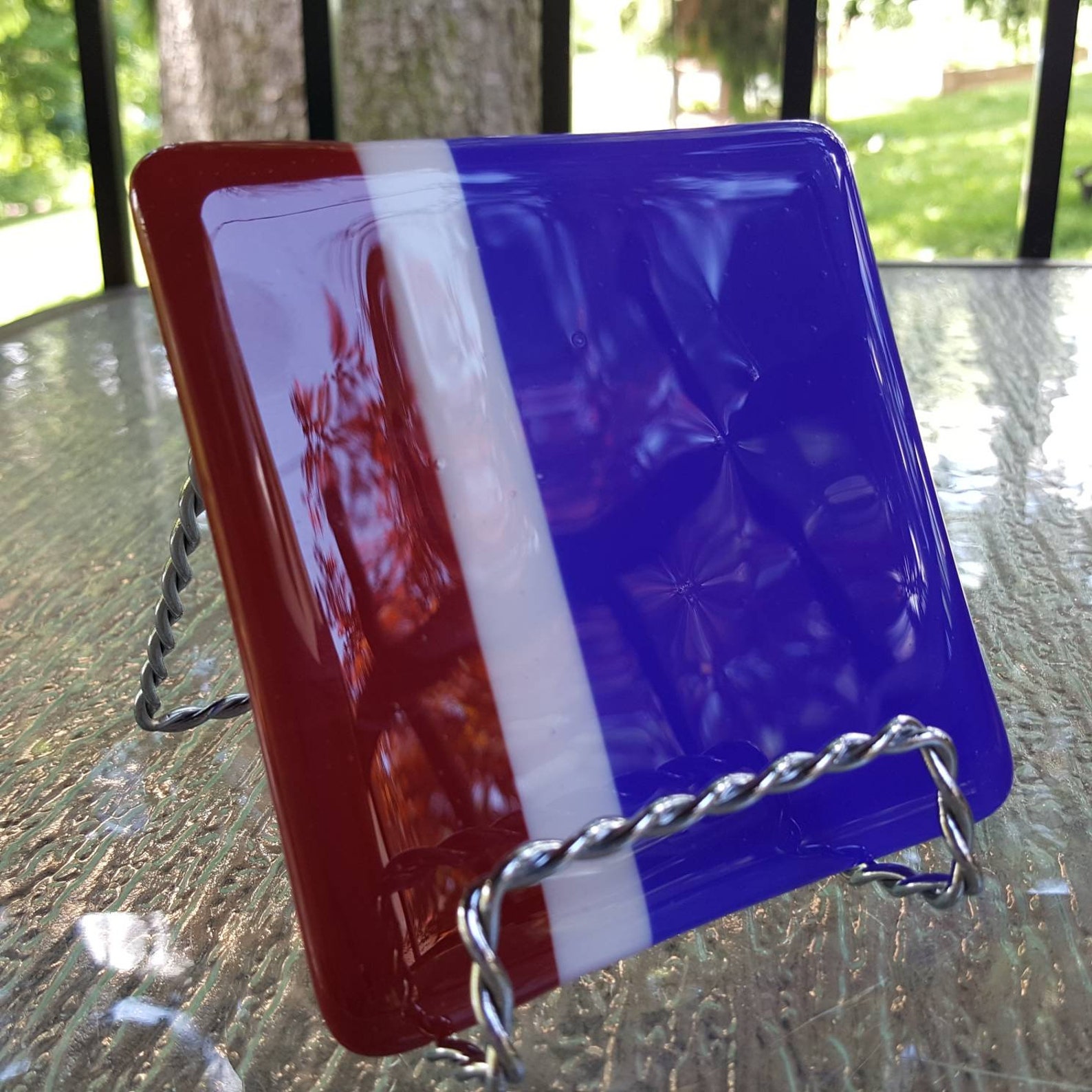 Red, White, and Blue Fused Glass Coasters: July 4th Barware (set of 2 ...