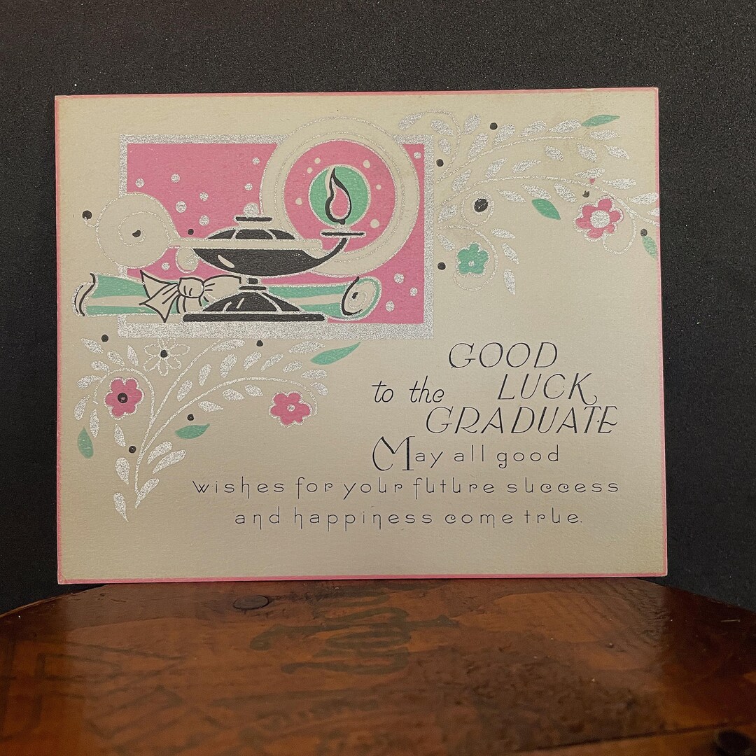 Vintage Graduation Card, Art Deco, 1920s, HTF, Unused, Silver Gilt ...