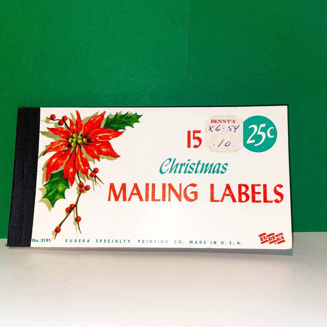 Vintage Christmas Mailing Labels, Eureka NOS, 15 Large 5 1/2 W ...