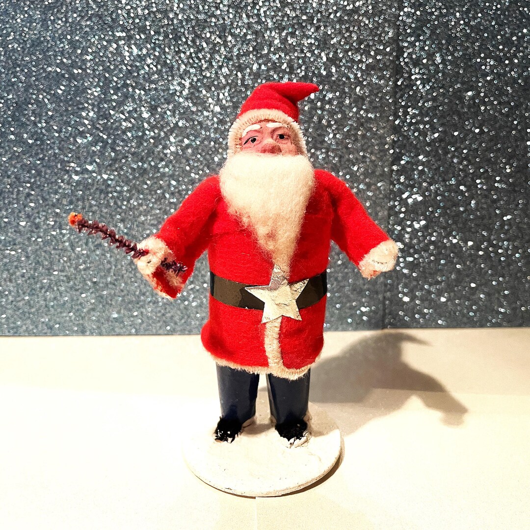 Vintage 1940s Santa, Rare Christmas Figure, Cardboard Legs, Clay Face ...
