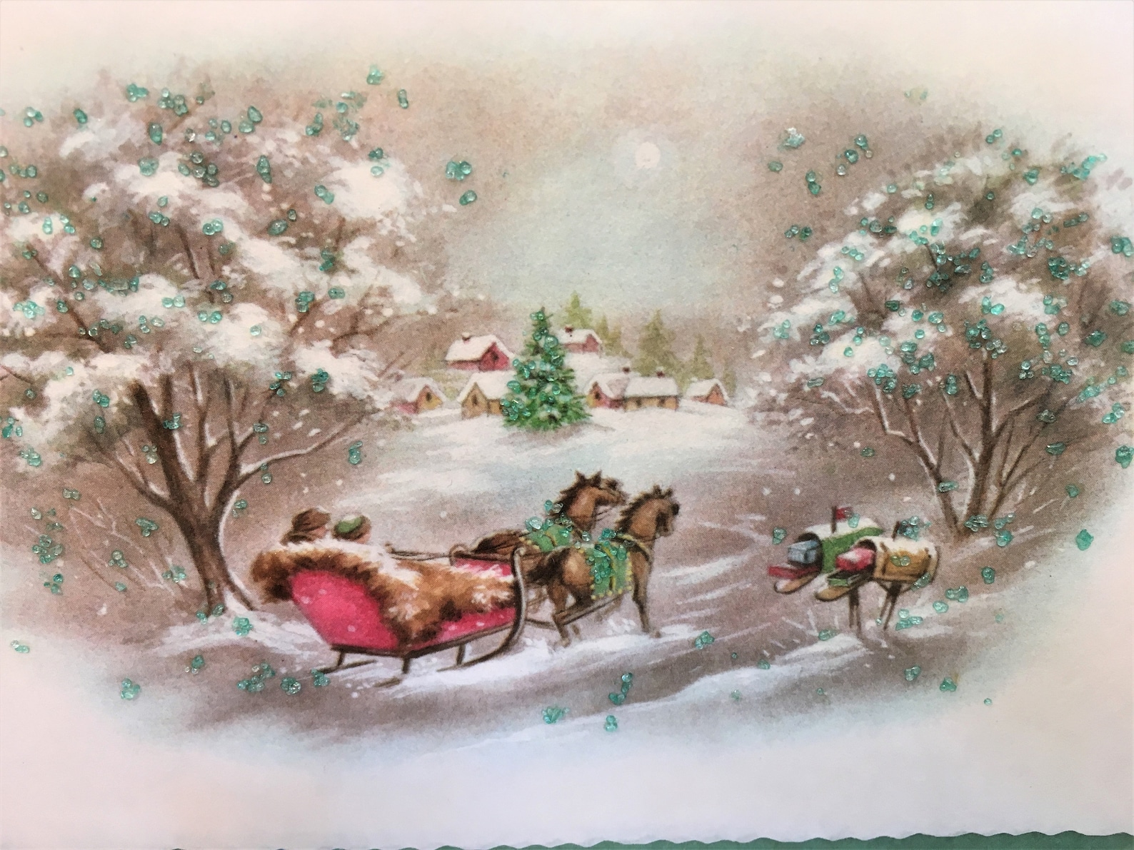 Vintage Christmas Sleigh Ride Card Pristine unused 1960's | Etsy