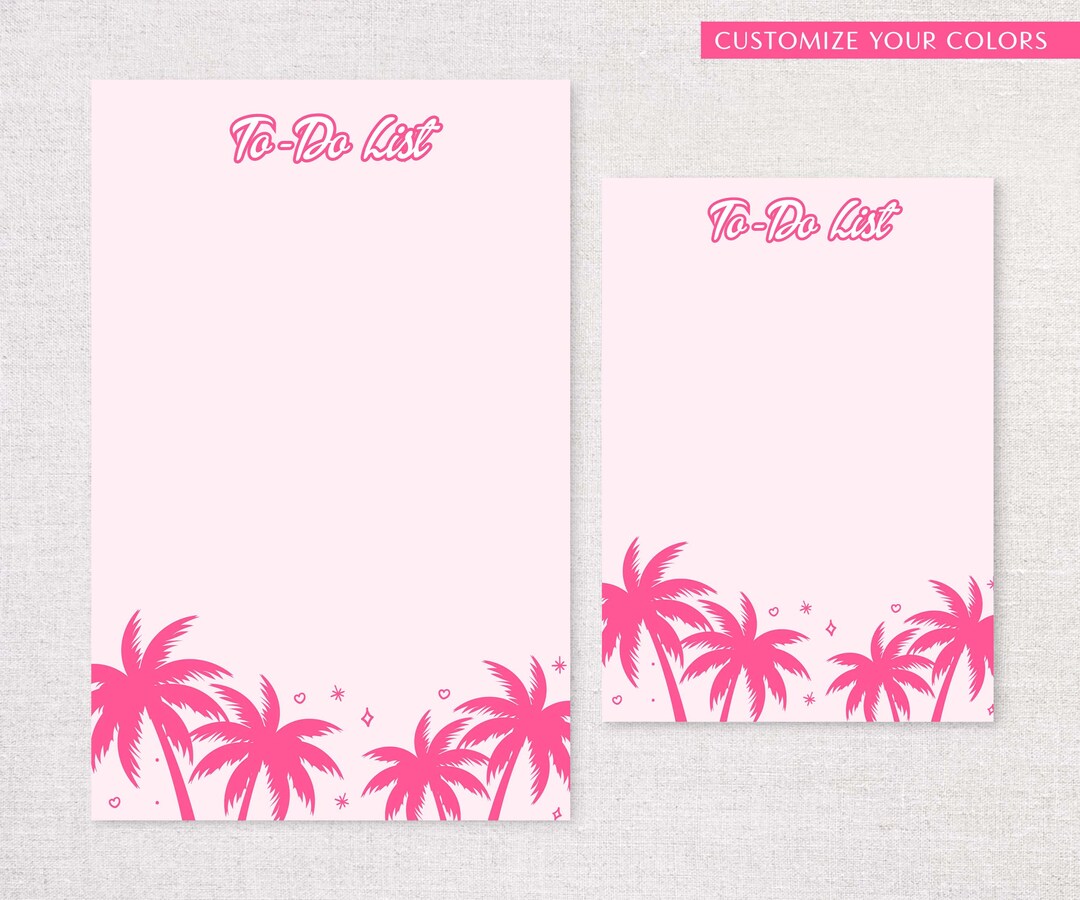 Pink Palm Tree Notepad | Malibu Barb | Girly Malibu To-do List | Custom ...