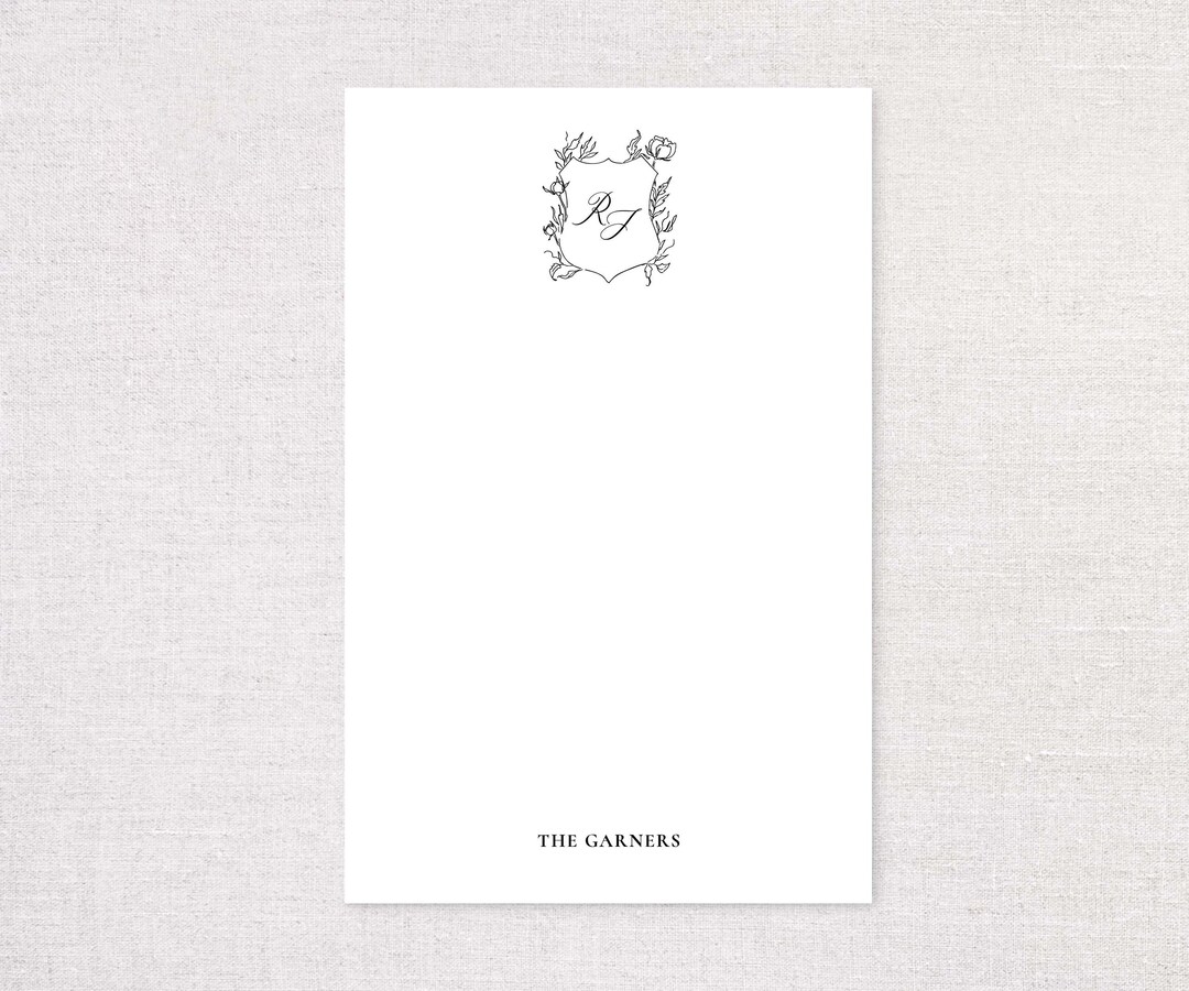 Monogram Notepad | Couples Wedding Notepad | Printed Notepad ...