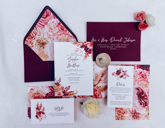 Boho Wedding Invitation Suite Custom Wedding Stationery - Etsy