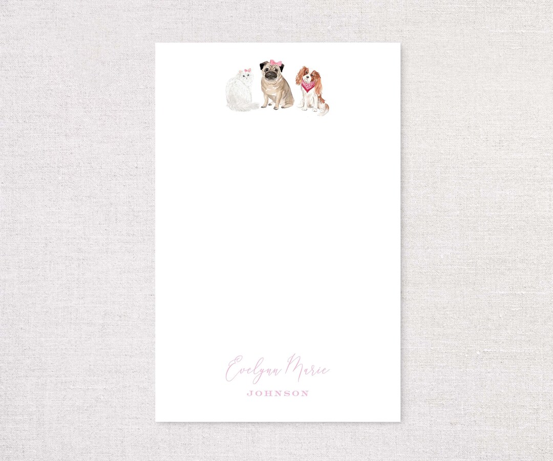 Watercolor Animals Name Notepad | Custom Pet Notepad | Customizable ...