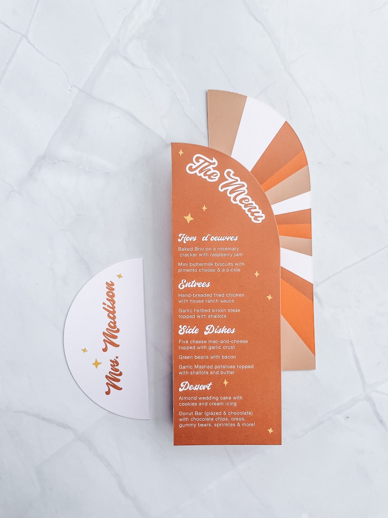Retro Wedding Menu Custom Retro Dinner Menu 70's - Etsy