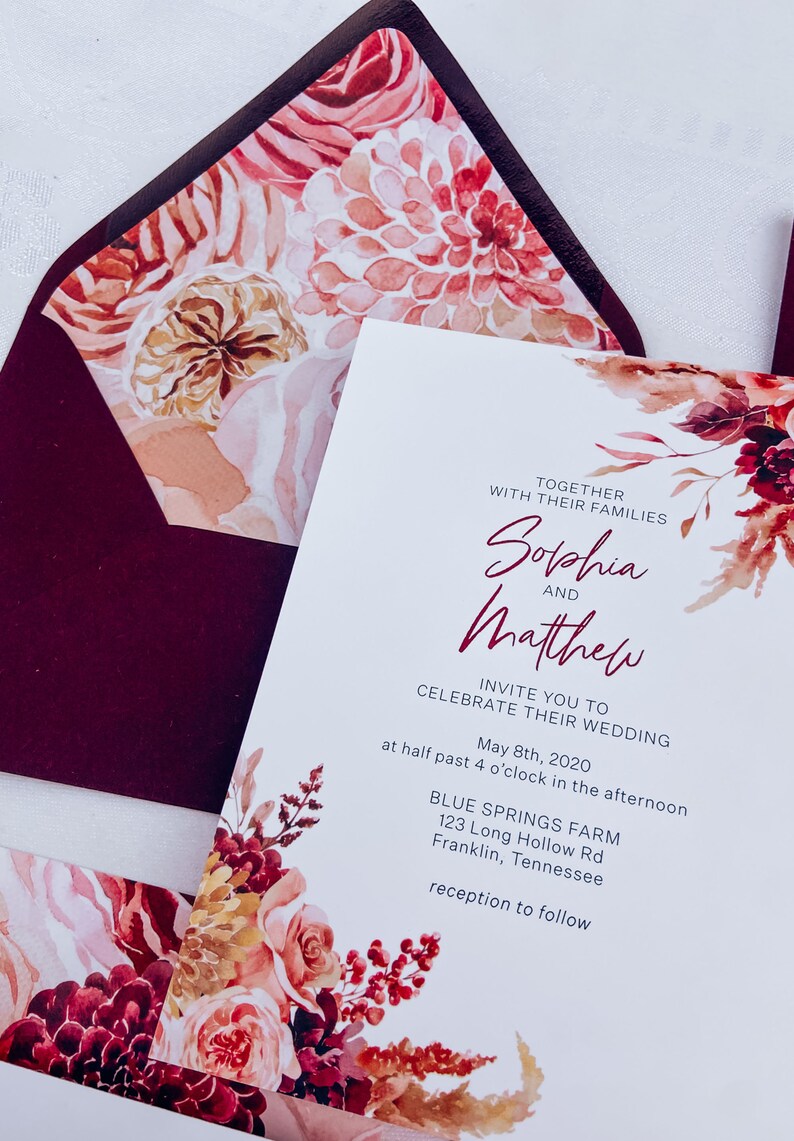 Boho Wedding Invitation Suite Custom Wedding Stationery - Etsy