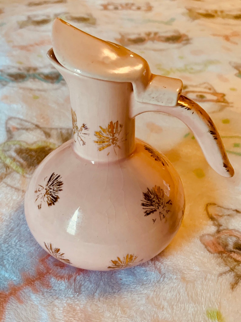 Vintage Pink Porcelain Pitcher Gold Trim Pink Pitcher Gold - Etsy