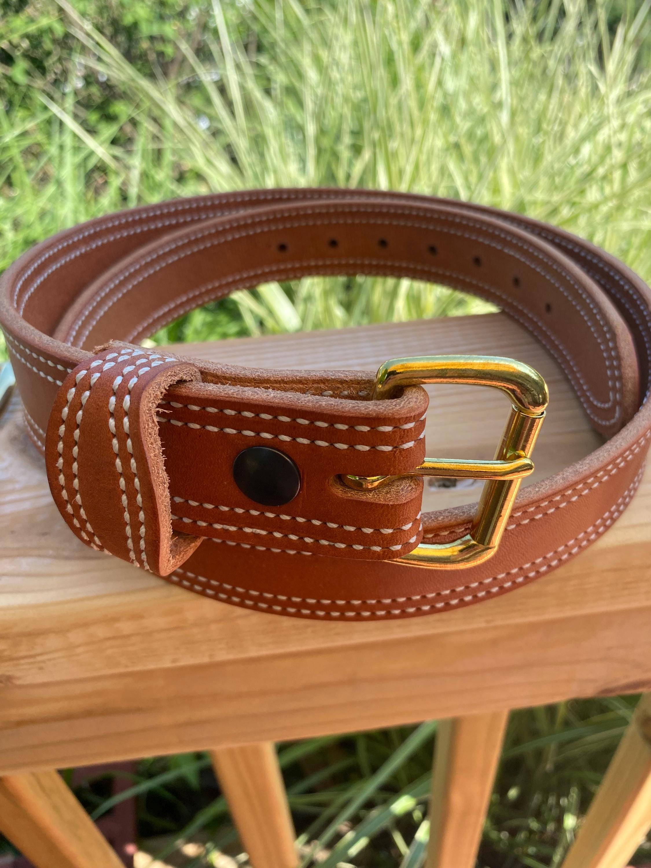 SINGLE Ply WORK and DRESS Belts With Fancy 2 Row Stitching From Amish ...