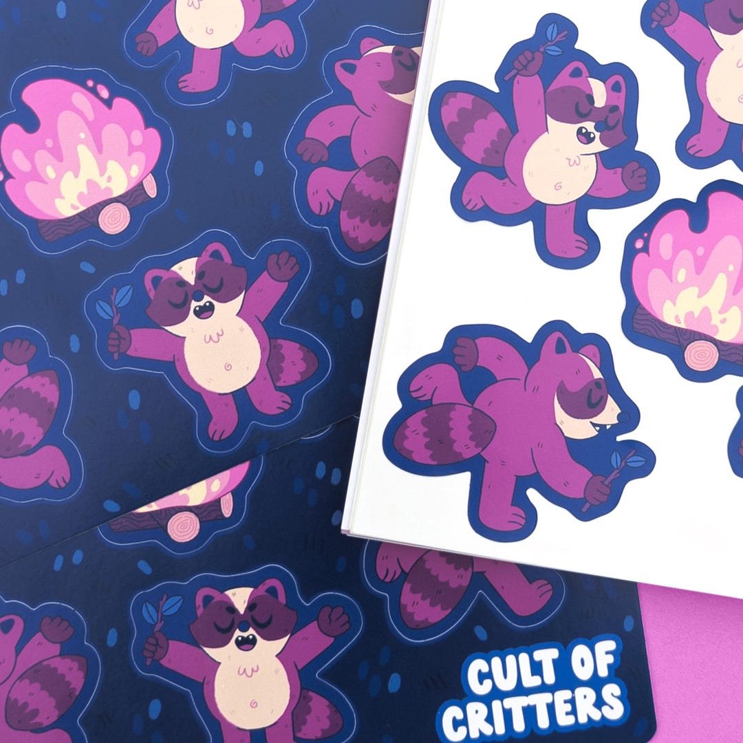 Cult of Critters: Raccoons Vinyl Sticker Sheet - Etsy