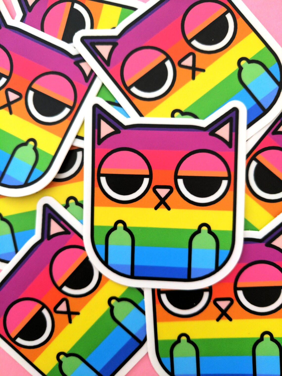 Rainbow Sass Cat Sticker | Etsy