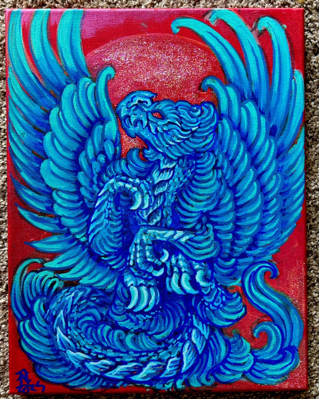 Blue Dragon | Original Painting on Canvas - Etsy