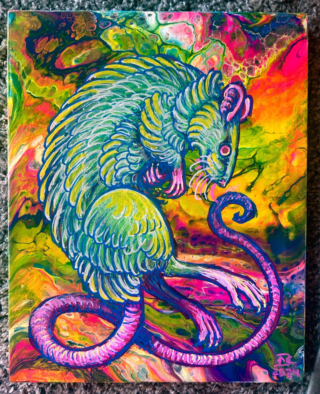 Color Rat Original Painting on Canvas - Etsy
