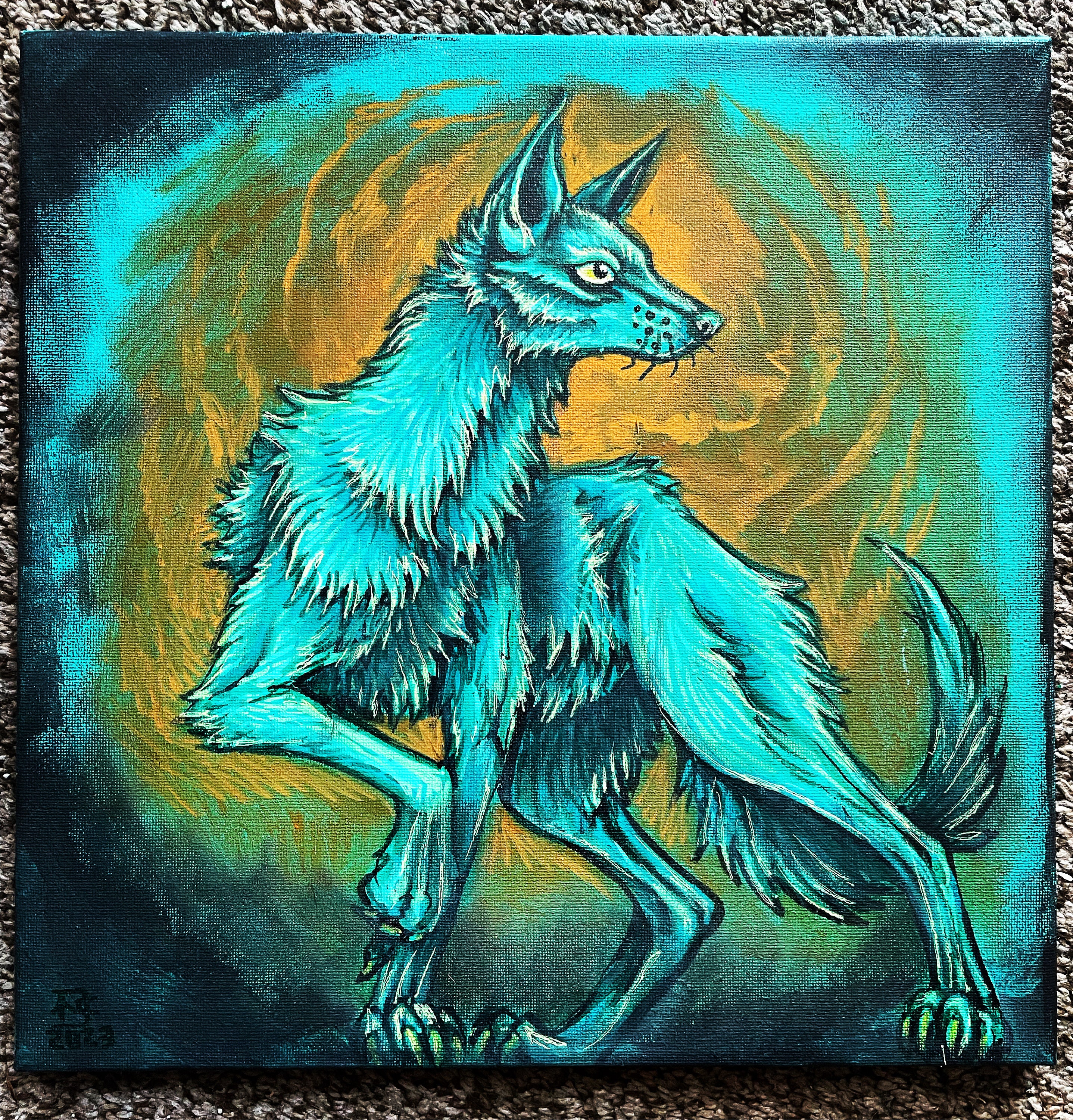 Fire And Ice Wolf With Wings