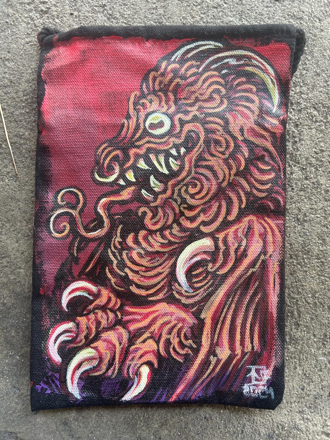 Happy Demon | Hand-painted Cross Body Canvas Bag - Etsy