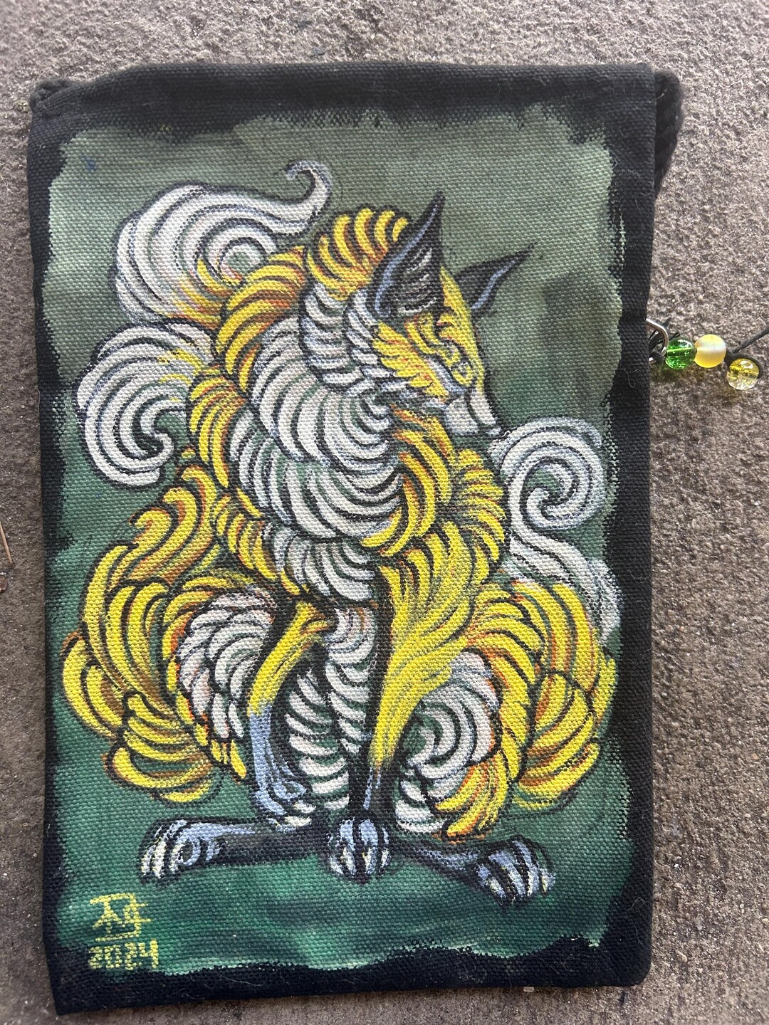 Golden Kitsune | Hand-painted Cross Body Canvas Bag - Etsy