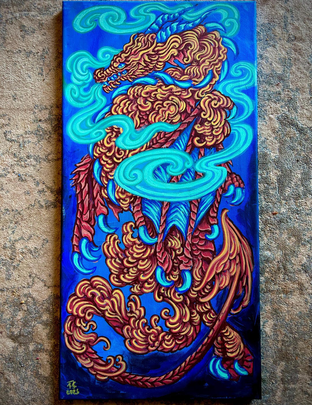 Golden Wyvern | Original Painting on Canvas - Etsy