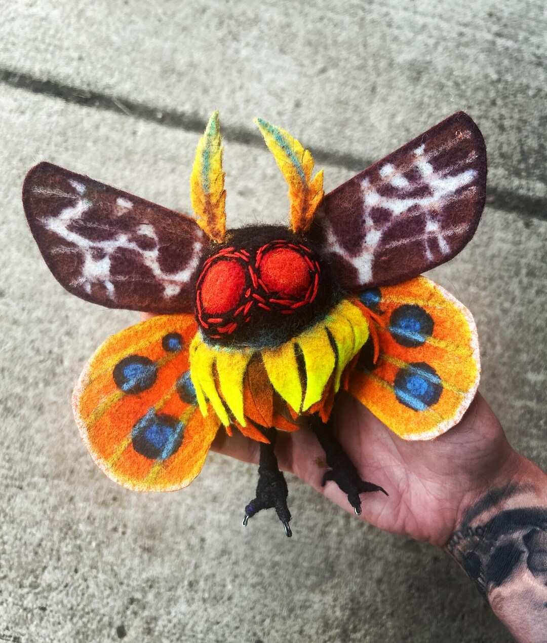 Garden Tiger Mothman | Mixed Media Posable Needle Felted Sculpture - Etsy