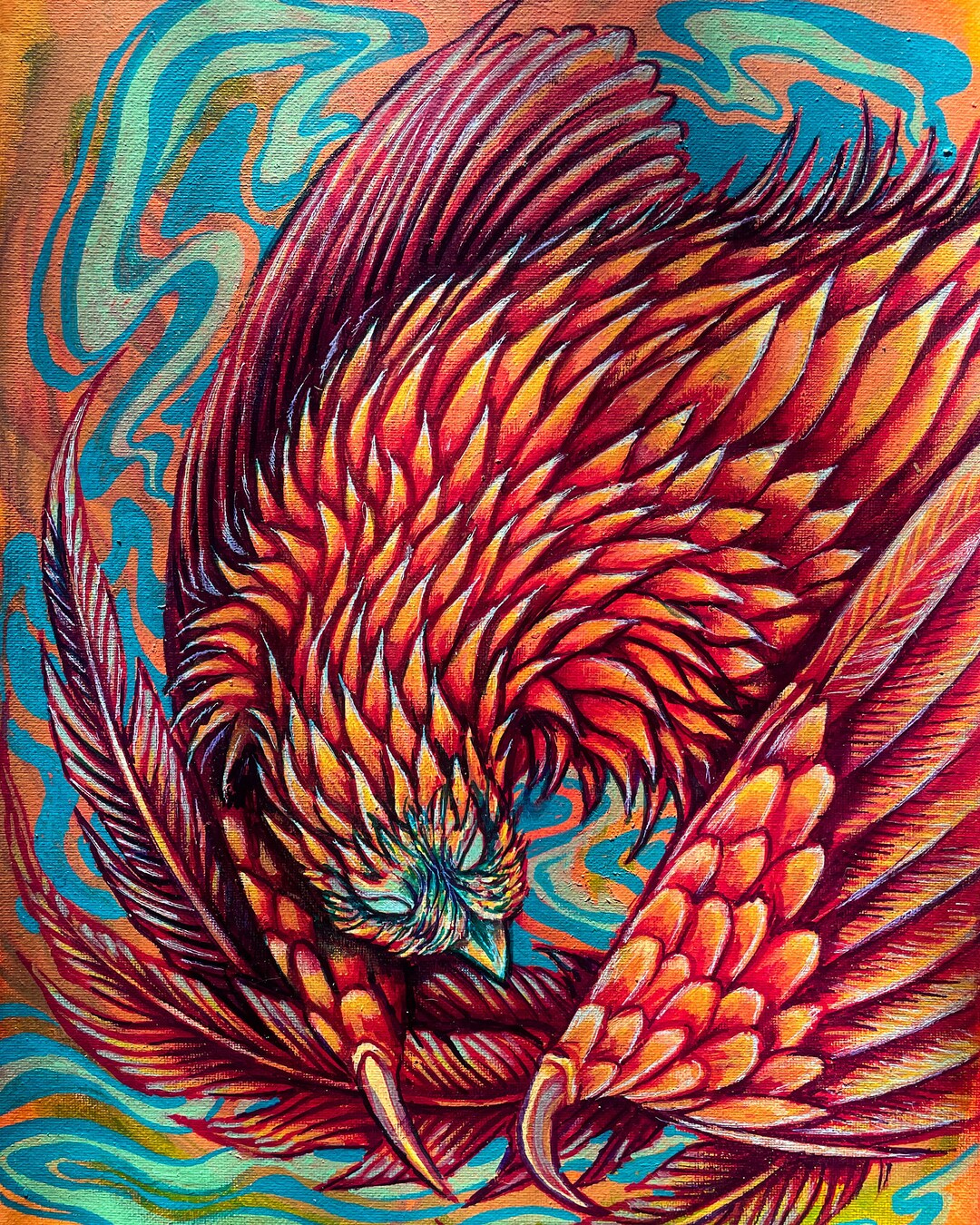 Phoenix Original Painting on Canvas - Etsy