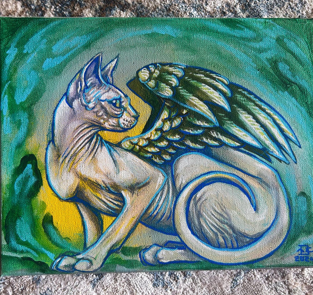 Sphinx Cat Original Painting on Canvas - Etsy