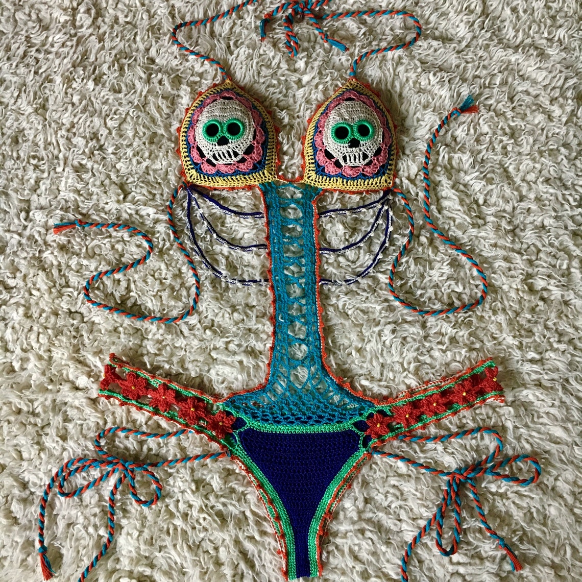 Sugar Skull Monokini PDF Crochet Pattern - Etsy