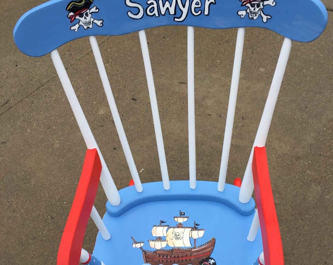 Pirate Rocking Chair, Kids Personalized Rockers, Hand Painted Rocking ...